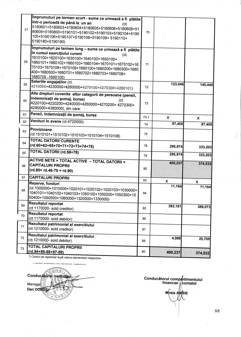 Bilant contabil la 31 martie 2019 | Orchestra Populara Rapsozii Botosanilor